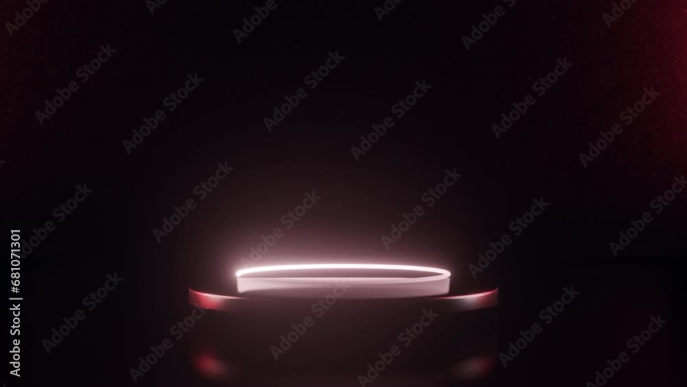 4K Animation of Futuristic stage podium. Neon circles with light ...