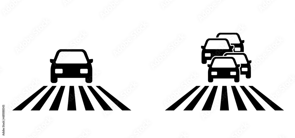 Traffic light, city street with zebra lines road marking and stoplight ...