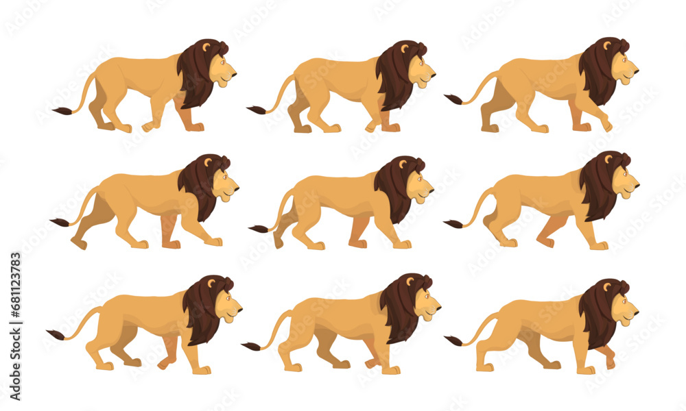 Lion Cartoon Walk Cycle Animation References High Quality Vector ...