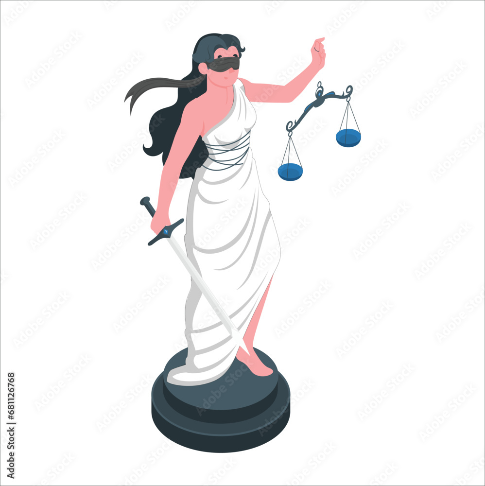 Vetor de 3d The goddess of justice Themis. Lady of Femida. Symbol of ...