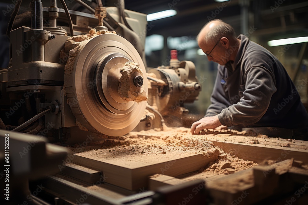 Industry wood turners measure and calculate right size of workpiece ...