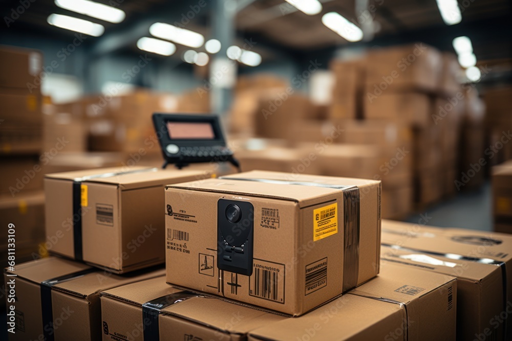 Scanning parcel barcode before shipment Stock Photo | Adobe Stock