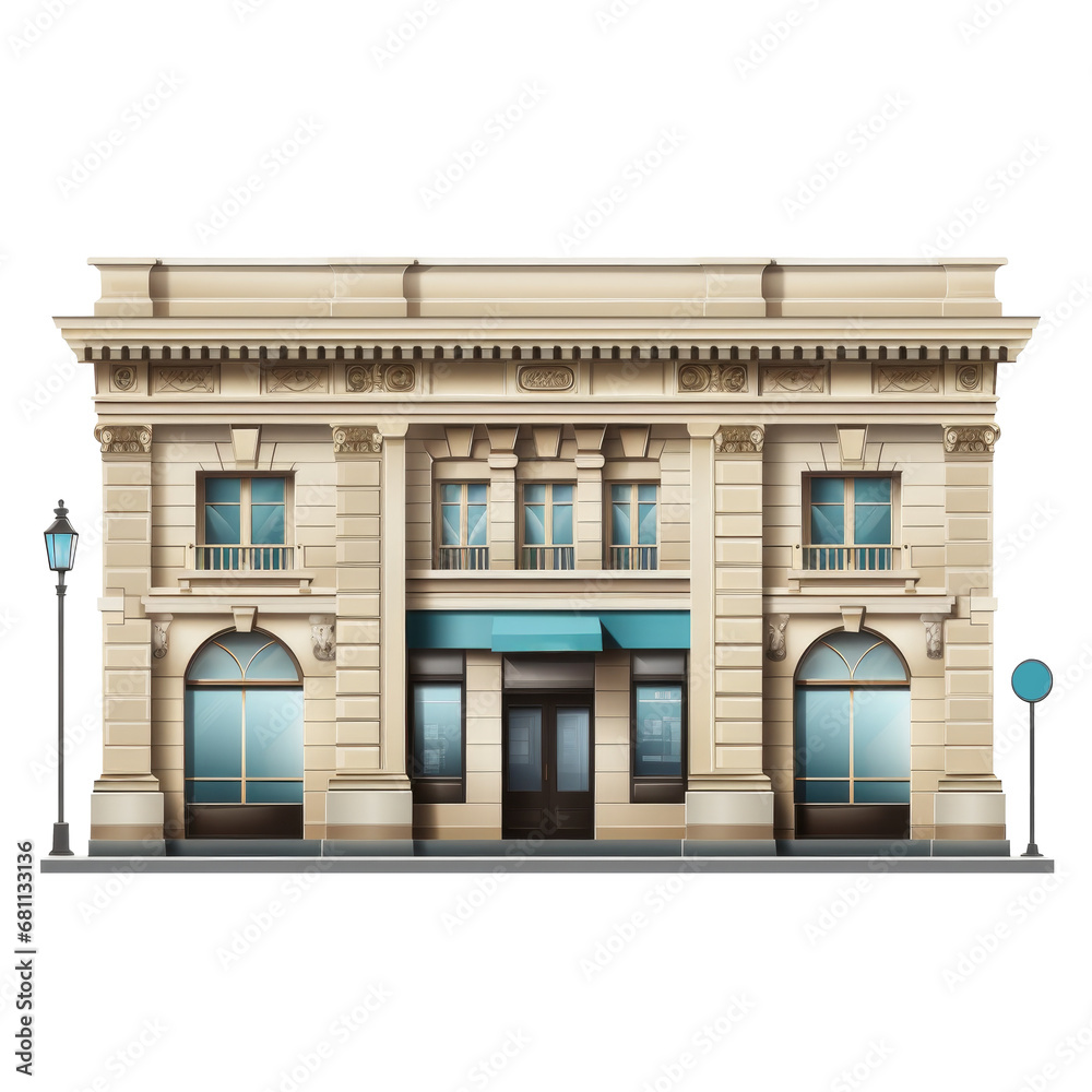 Simple bank building isolated on transparent background, png Stock ...