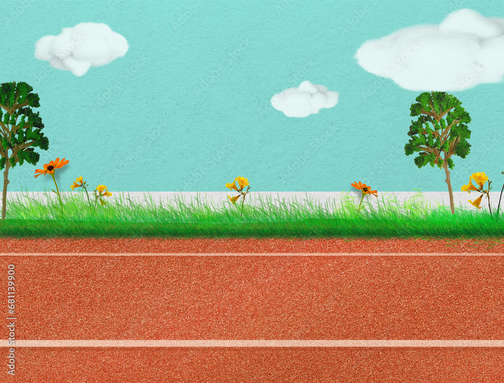 Landscape marathon environment background for cartoon, book, motion ...