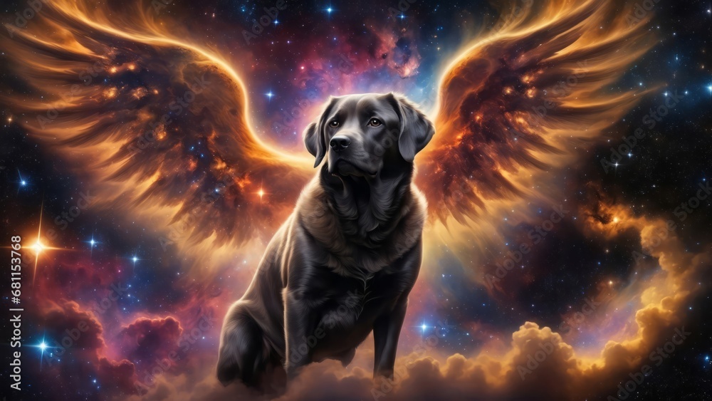 Dog in space and nebula. Gas cloud. Cosmic art. Galactic art. 4K - 8K ...
