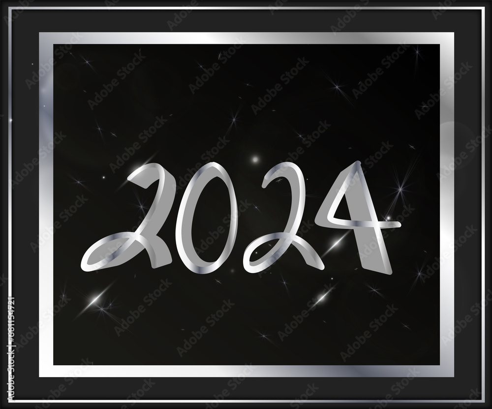 2024 plata con fondo negro Stock Illustration | Adobe Stock