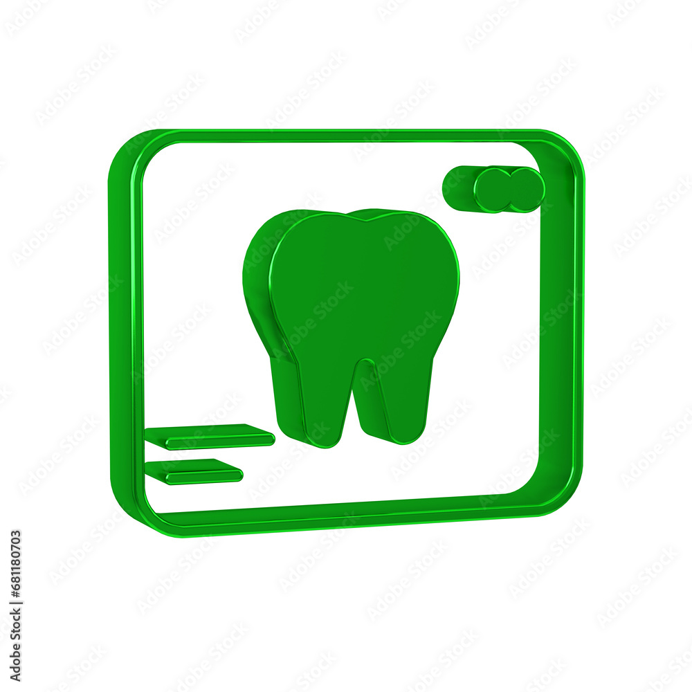 Green X-ray of tooth icon isolated on transparent background. Dental x ...