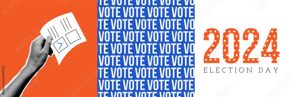 Election day square banners set. Vote 2024 in USA, social media banner ...
