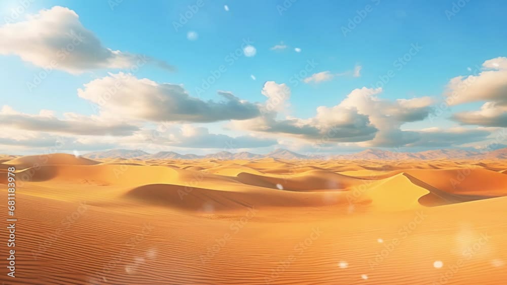 Beautiful sand in the Sahara desert with sun rays in animation cartoon ...