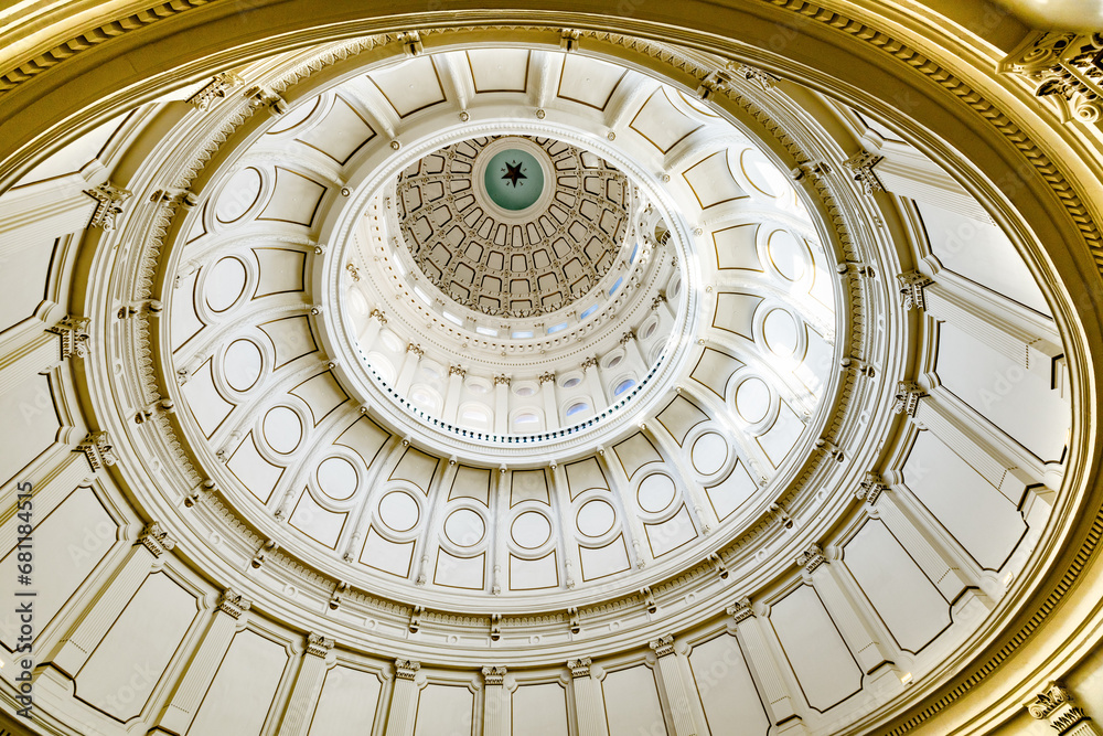 The dome of the rotunda inside the Texas State Capitol, the largest ...