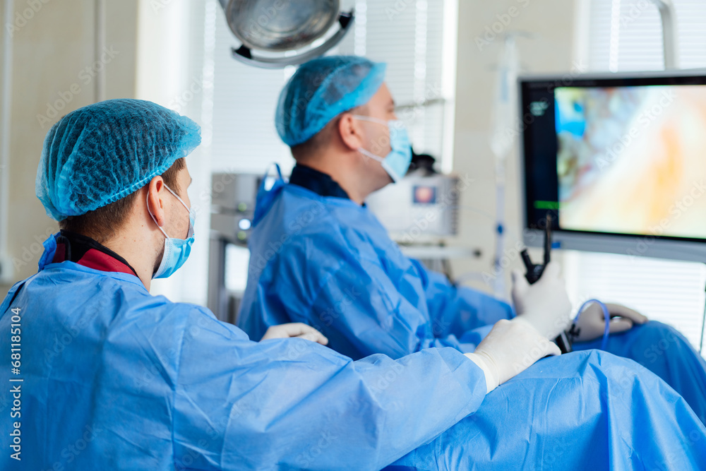 Endoscopy medical team working. Operating professional process. Stock ...