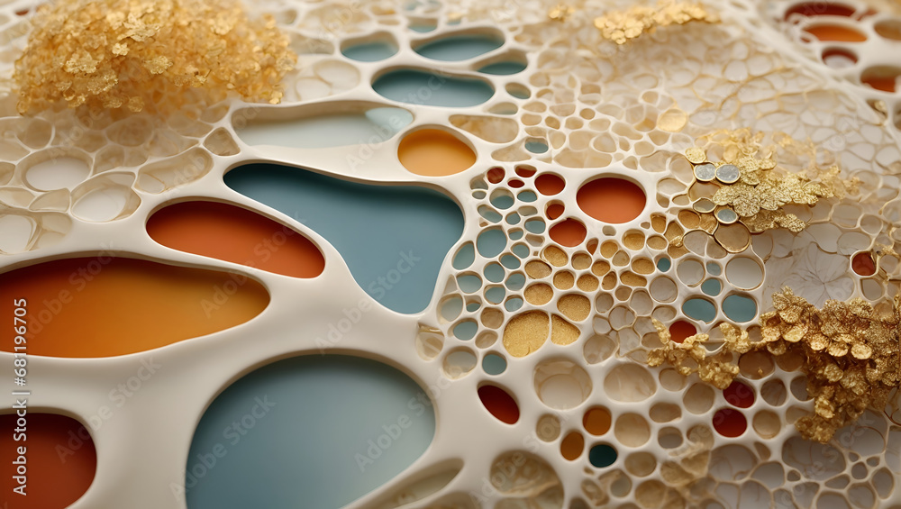 Close up of a cells, earth colors background, Voronoi diagram ...
