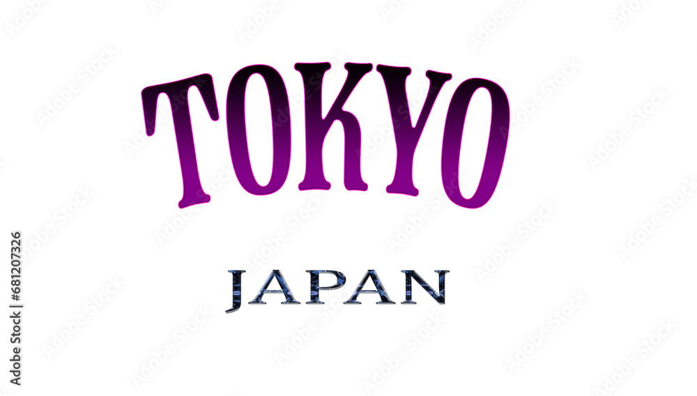 Illustration of the name of Japan with the name of the capital Tokyo ...
