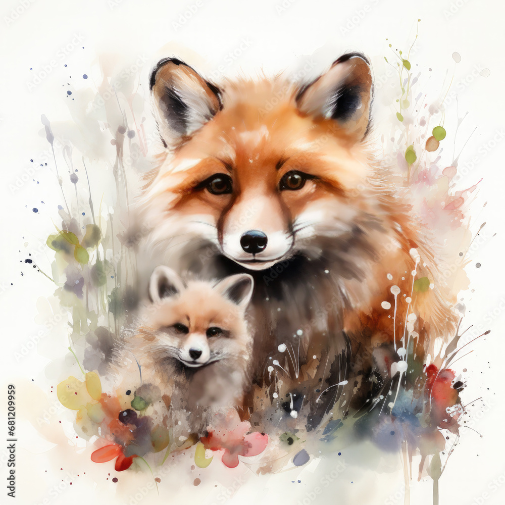 Watercolor Mom and Baby Animals Clipart illustration Generative Ai ...