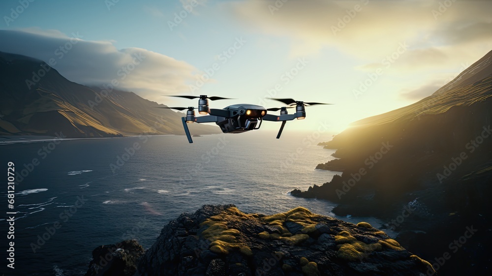 a drone flight with an immersive photo showcasing the drone in action ...
