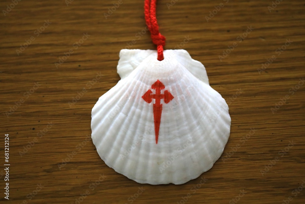 Official Pilgrim shell used when walking the Camino in Europe Stock ...