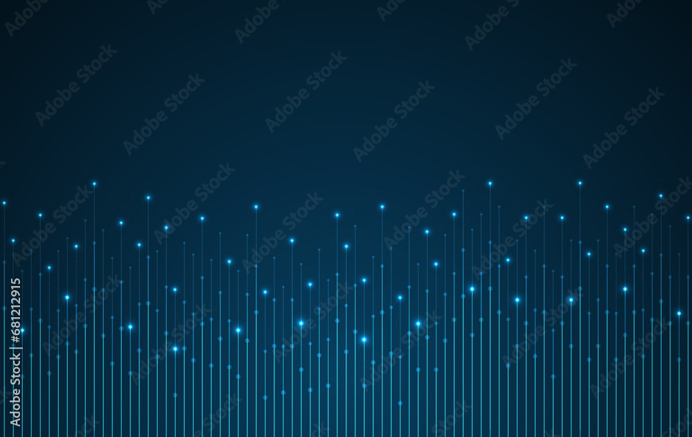 Technology background. Big data visualization. Tech abstract data lines with dots. Circuit board ...