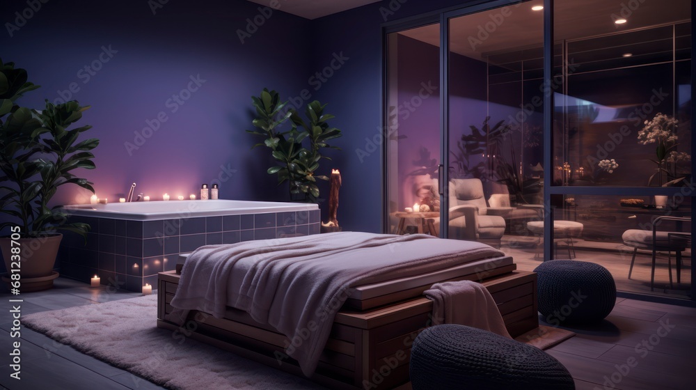 Bask in the Gentle Ambiance of a Spa Room with Flickering Candlelight ...