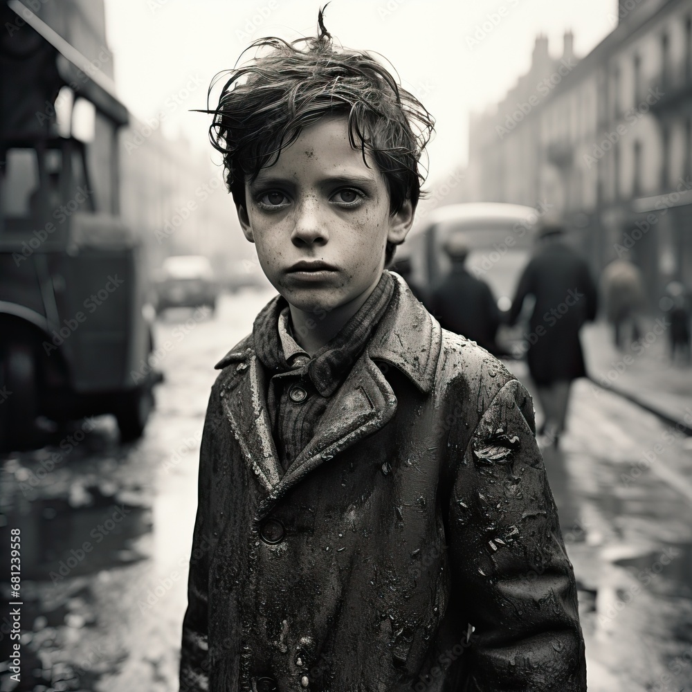 Black and White Close up Photo of a 6 Year Old Kid Looking into the ...