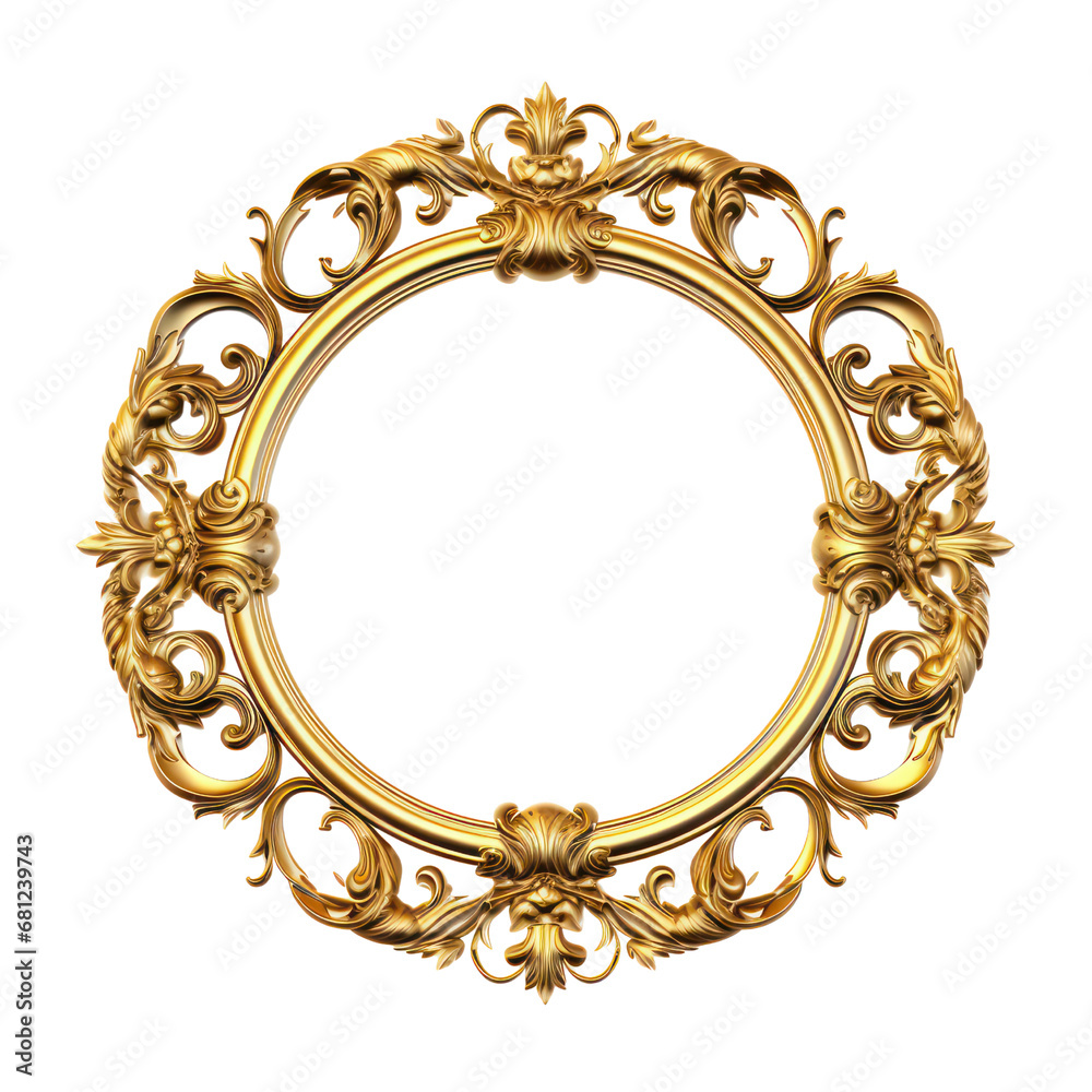Vintage circle shaped royal gold frame borde from the Middle Ages with ...
