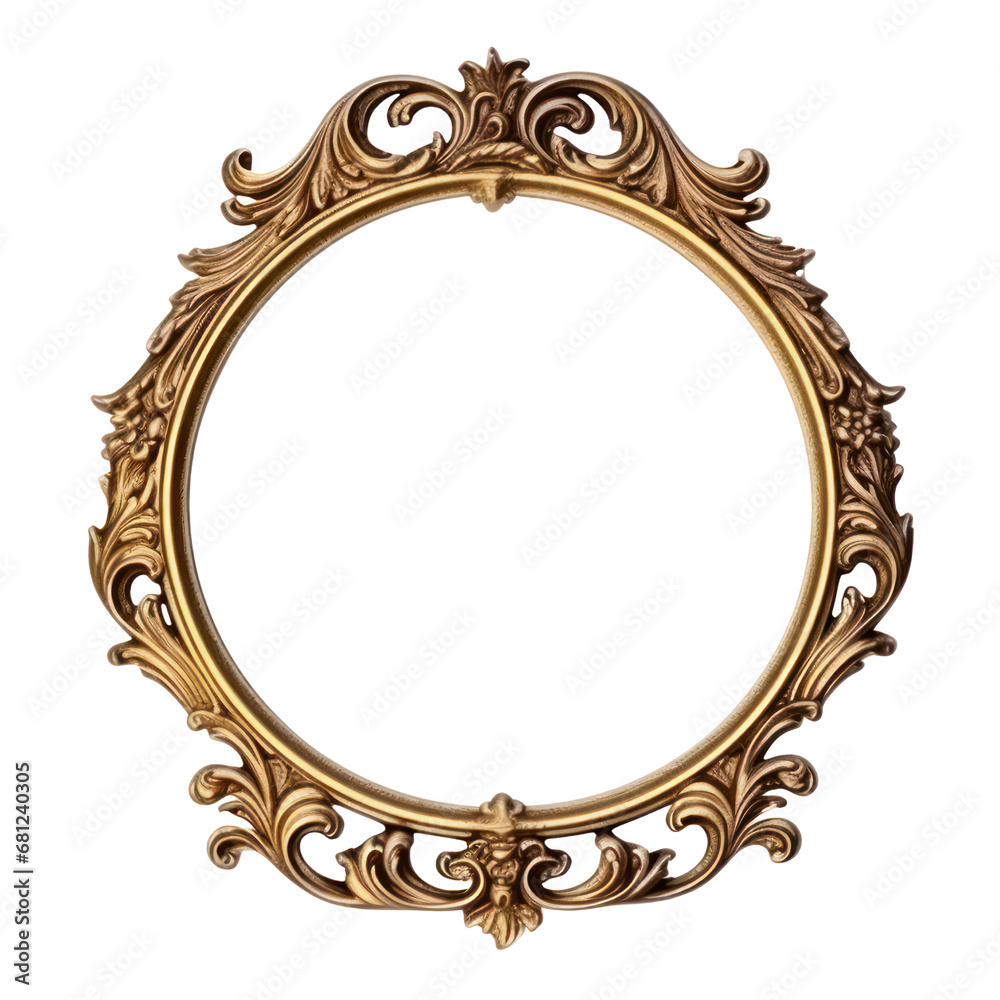 Victorian-era royal circle frame border with decorative scrolls on a ...