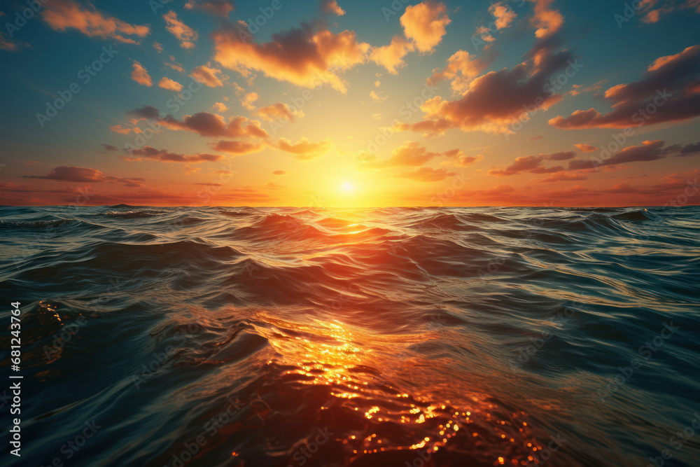 The sun dipping below the horizon, casting a golden glow over the ...