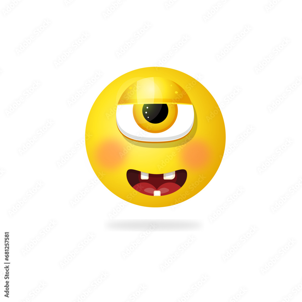monster smiley vector, cartoon character emoji illustration on white ...