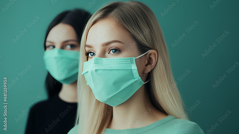 Resilient girls wearing masks, promoting health awareness and safety in ...