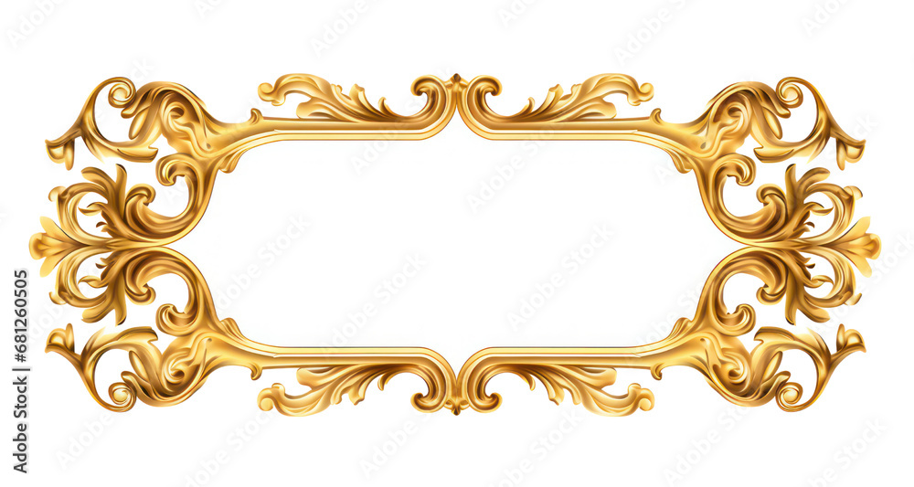 Rectangular gold royal frame border with a medieval aesthetic, enhanced ...