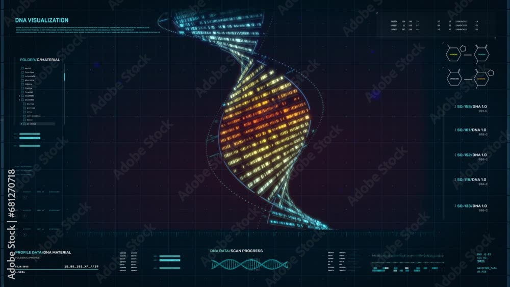 Scanner visualizes the DNA spiral during the biological experiment ...