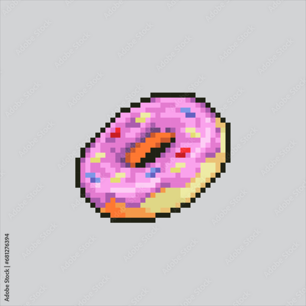 Pixel art illustration Donut. Pixelated Donut. Donut pixelated for the ...
