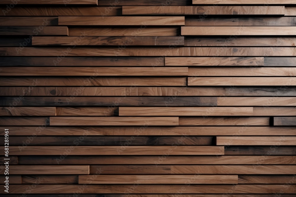 Textured wooden slats in varying shades, creating a rich, natural wall ...
