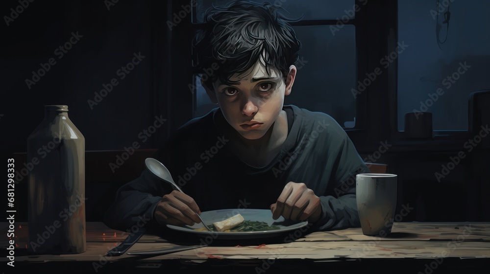 starving people background wallpaper ai generated Stock Illustration ...