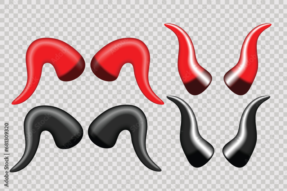 Realistic devil horn vector. Devil horns accessory on transparent ...
