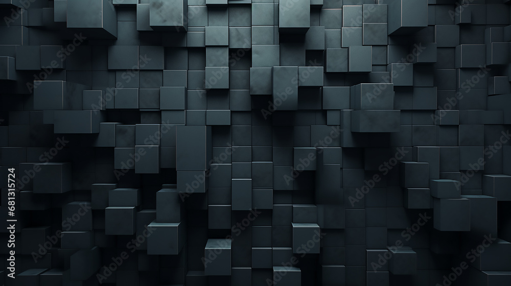 Abstract black 3d square blocks background. Black cubes abstract ...
