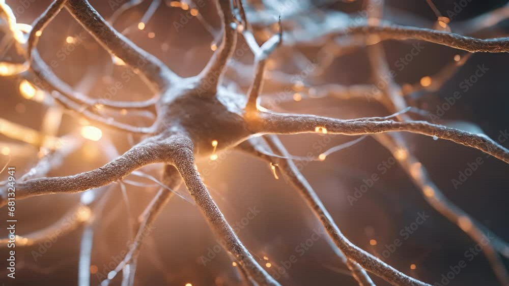 Brain science concept. Neuroscience. 3D digital futuristic brain neural connections closeup ...