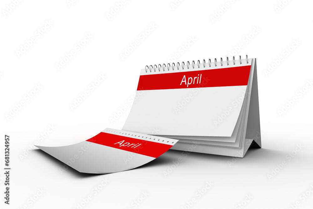 Digital png illustration of april text on red, white callendar, copy ...