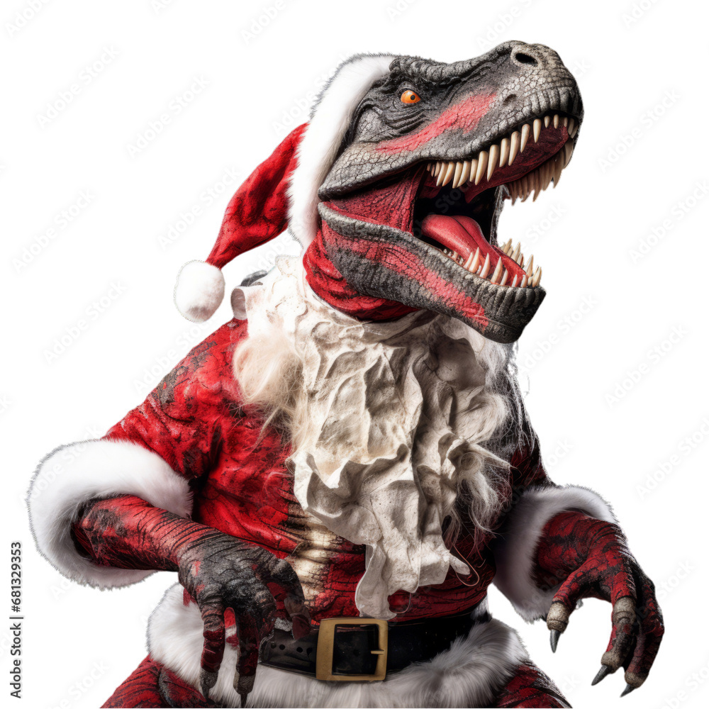 A Festive Dinosaur Brings Holiday Cheer in a Santa Claus Suit ...