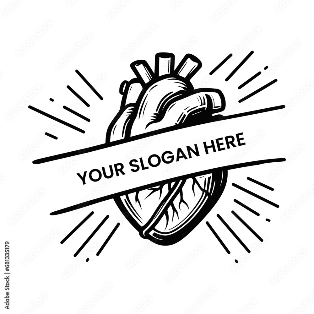 Anatomical human heart logo design, vector illustration. Stock Vector ...