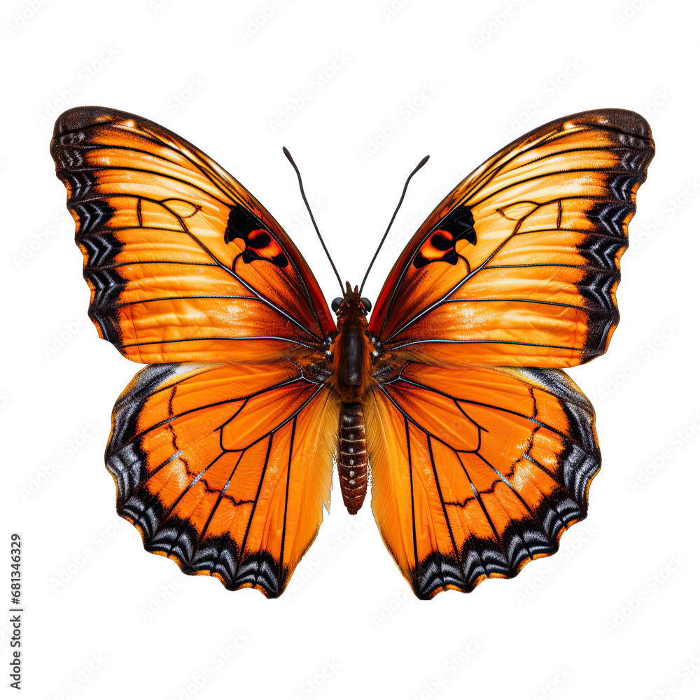 Banded Orange Butterfly Isolated on Transparent or White Background ...