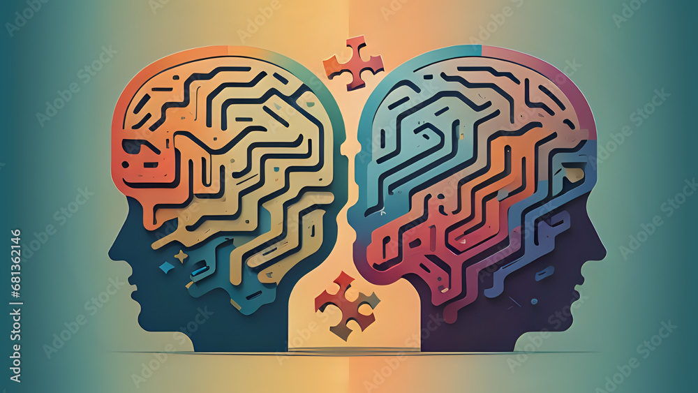 brain illustration, brain vector, Brain puzzle icon, Colorful ...