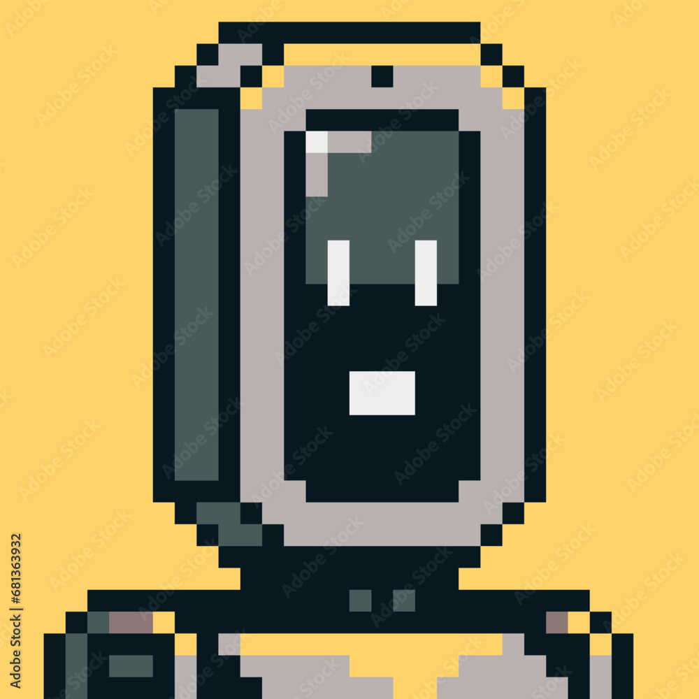 Robot head pixel art cartoon character avatar profile picture ...