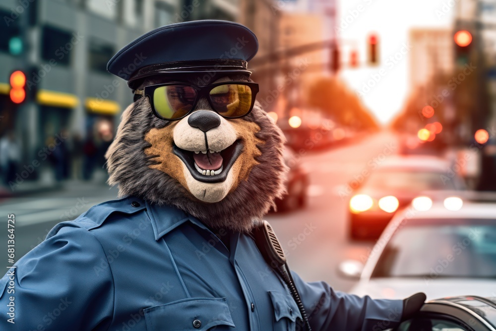 anthropomorphic wolf is working as a police officer he is wearing a ...