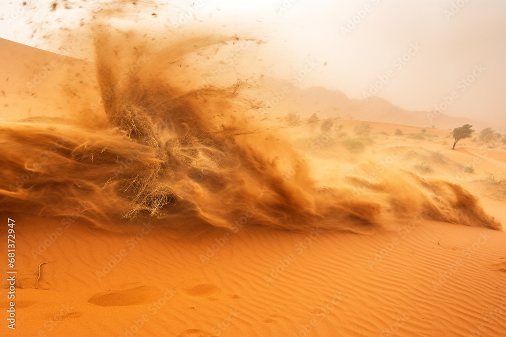 dramatic and turbulent nature of sandstorm, showcasing swirling sand ...