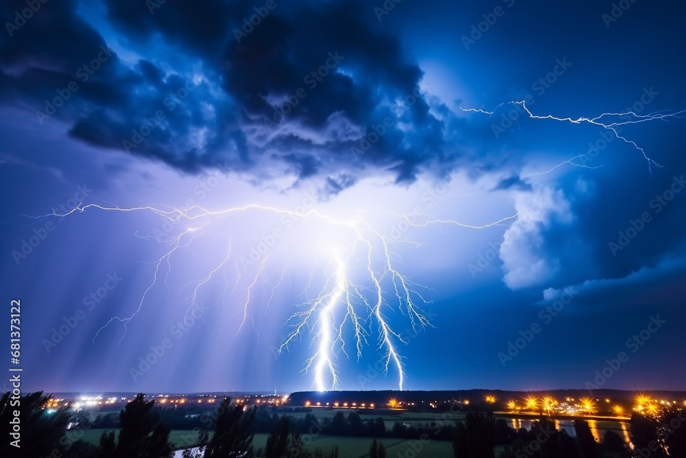 dynamic and electrifying combination of thunderstorm with lightning ...