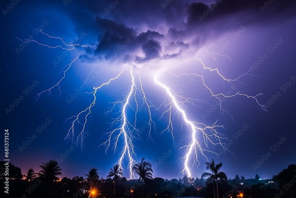 dynamic and electrifying combination of thunderstorm with lightning ...