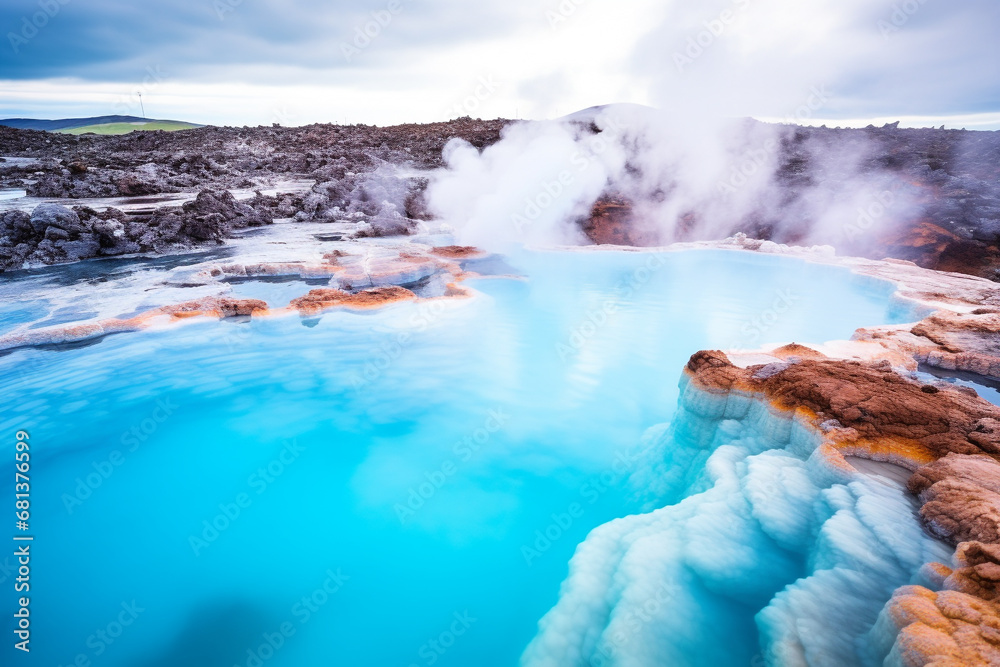 geothermal splendor and tranquility of Blue Lagoon, embodying warm and ...