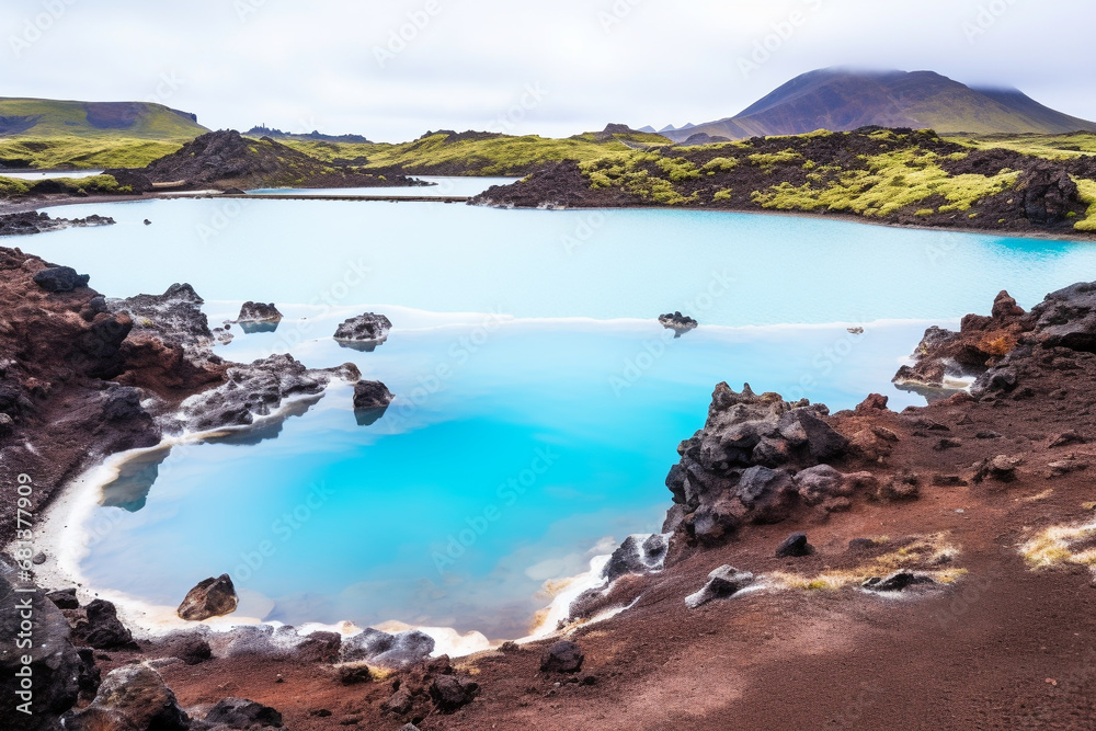 iconic beauty of Blue Lagoon in Iceland, with its milky-blue geothermal ...