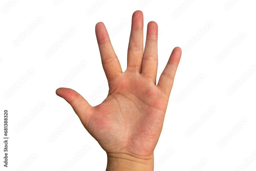hand showing sign, five, isolated on transparent background, PNG Stock ...