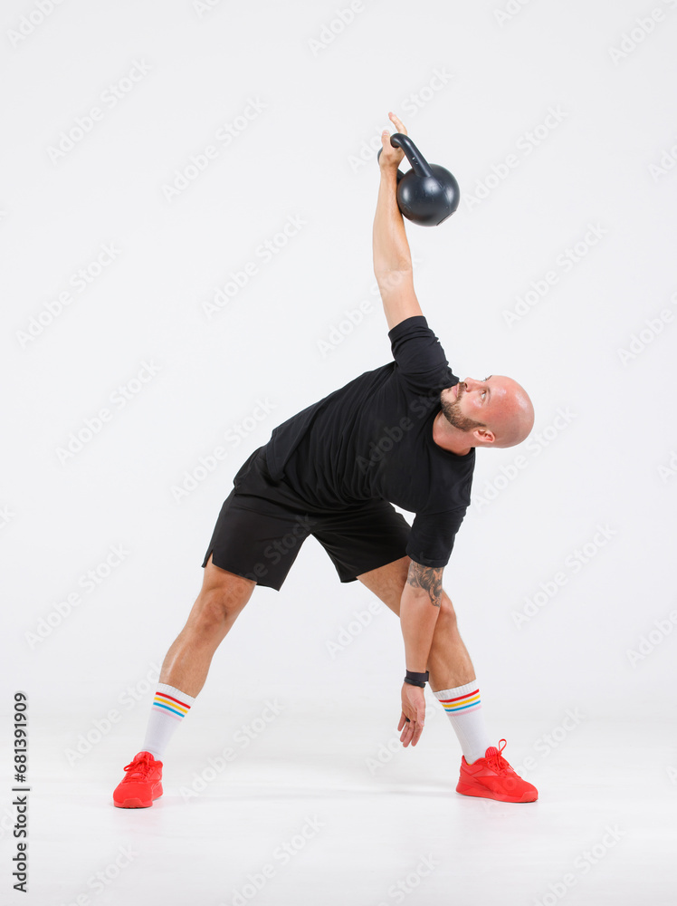 Portrait isolated cutout full body studio shot strong Caucasian male ...